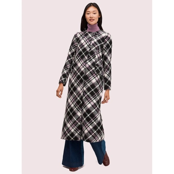 kate spade | Jackets & Coats | Nwt Kate Spade New York Plaid Boucl Wool ...